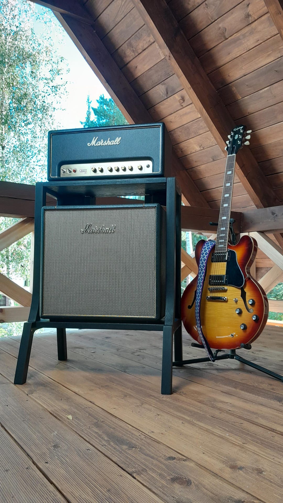 Lakefront Pi Amp Stand, Black Danish Cord, Custom Made Solid Wood ...