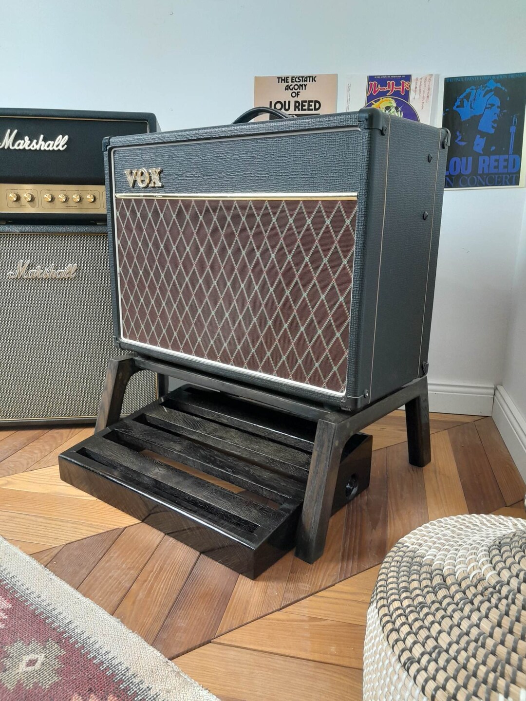 Black Braids Oak & Plywood Pedalboard and Amp Stand Set, Custom Made ...