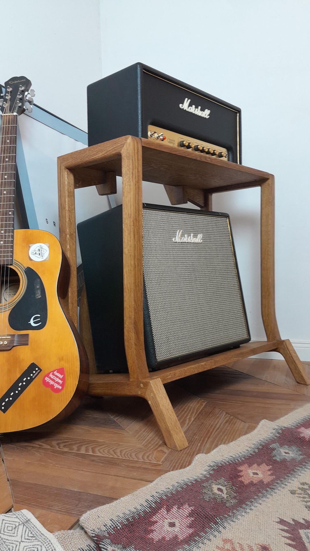 Natural Pi Amp Stand: Handmade Solid Wood Angled Guitar Amplifier Stand ...