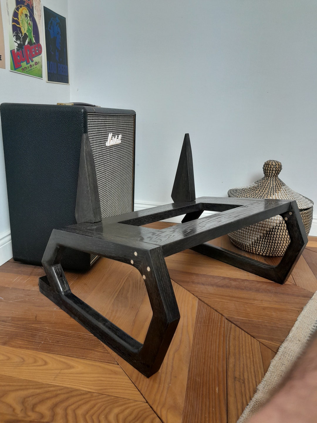 Deluxe Amp Stand Black Beauty, Custom Made Solid Wood Guitar Amplifier ...