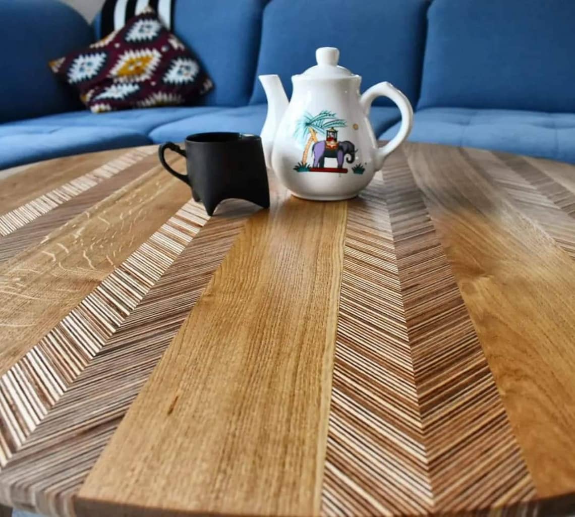Grand Round Chevron Plywood Coffee Table Plywood Table Top - Etsy
