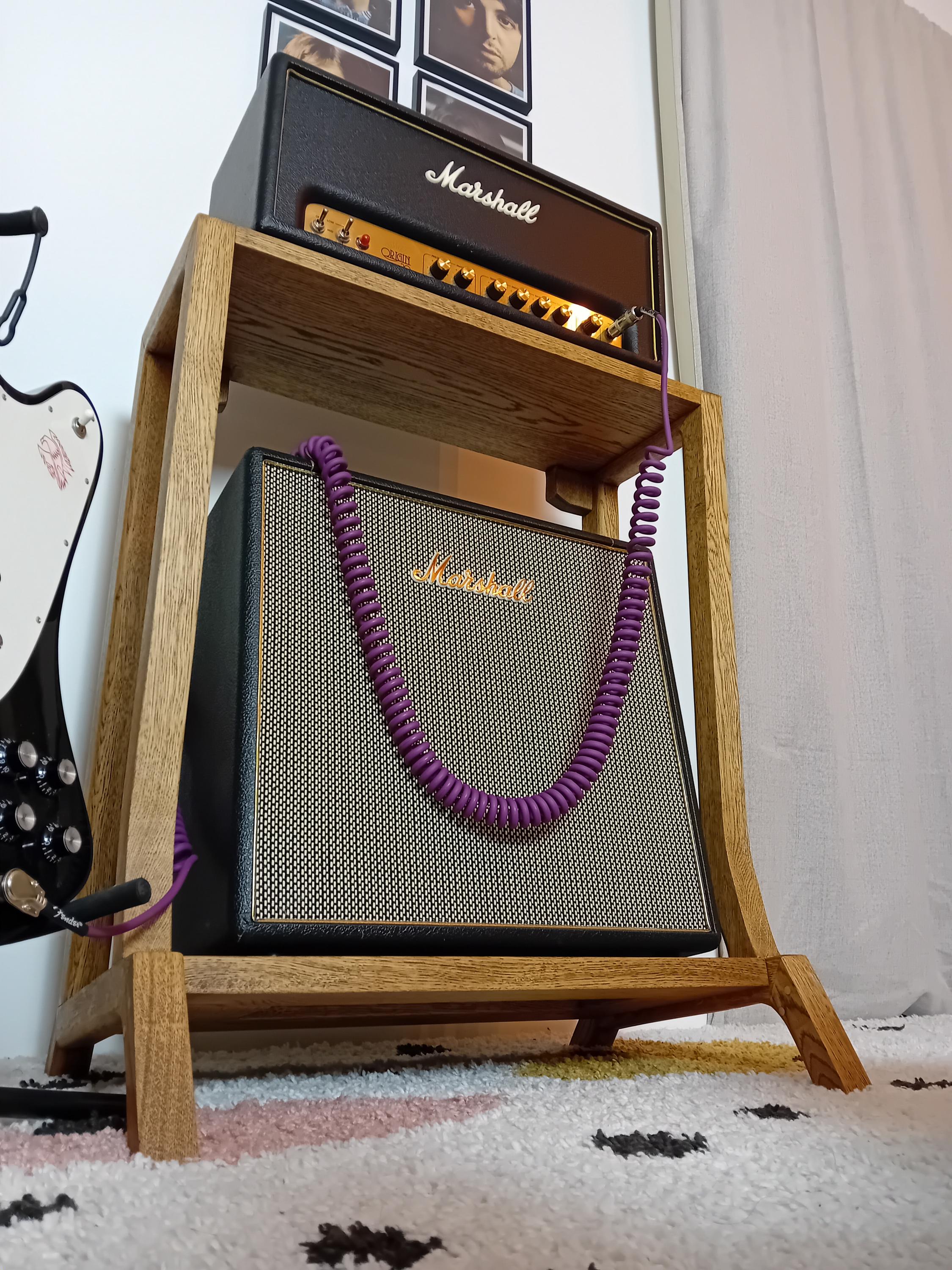 Handmade Solid Oak Angled Guitar Amplifier Stand: Walnut-dyed Pi Design ...