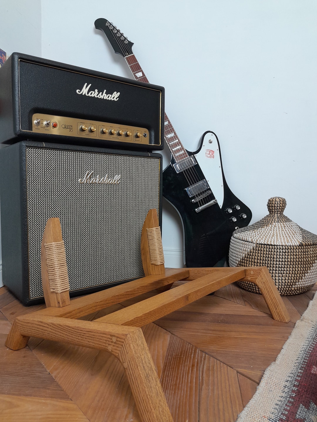 Lakefront Walnut Dyed Danish Cord Amp Stand, Custom Made Solid Wood ...