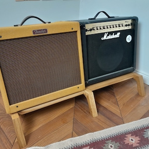 Natural Double Amp Stand: Handmade Solid Wood Guitar Amplifier Stand ...