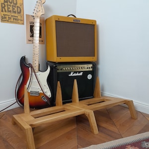 Natural Double Amp Stand: Handmade Solid Wood Guitar Amplifier Stand ...