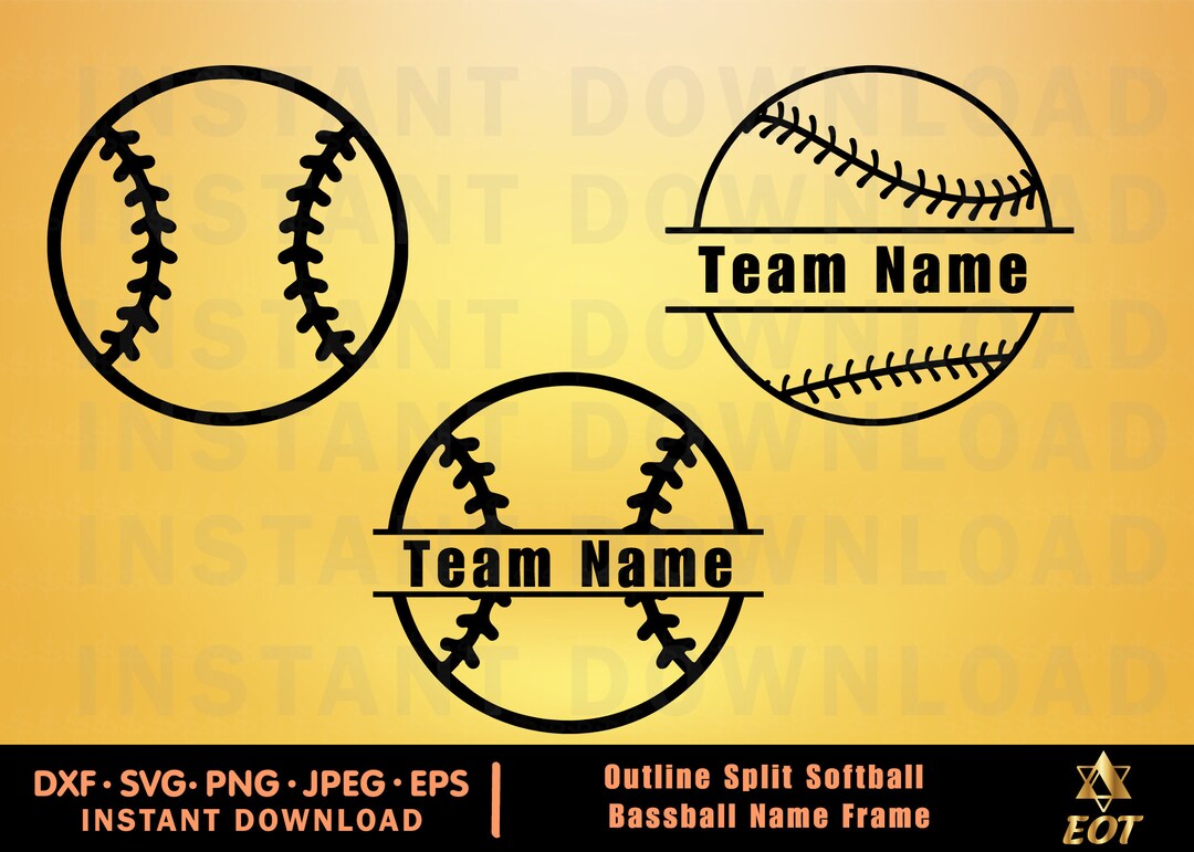 Sports Clipart: Large Black Outline Split Softball or Baseball - Etsy