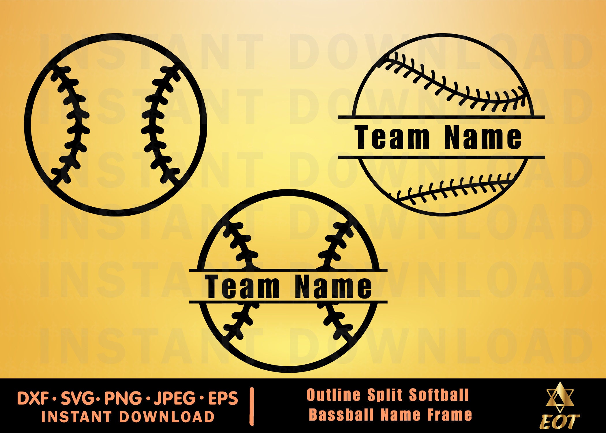 Sports Clipart: Large Black Outline Split Softball or Baseball - Etsy