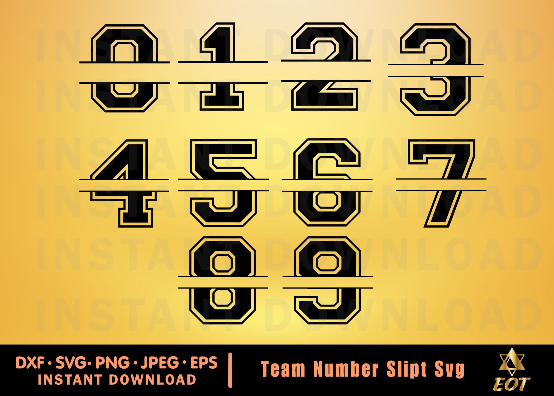 Split Jersey Number Svg,split Monogram Number SVG Files for Silhouette ...