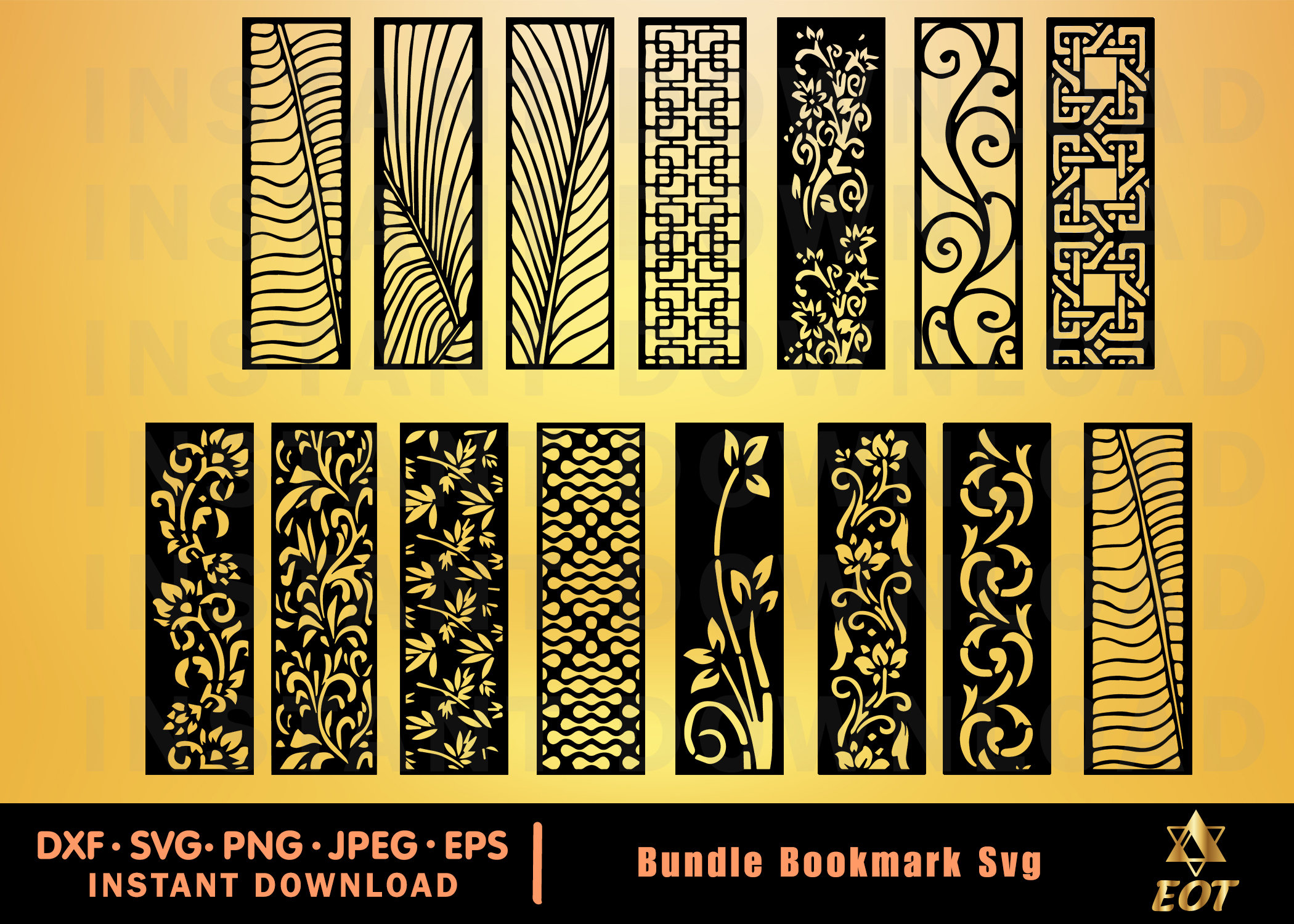 15 Files Bookmark Svg Panel Collection Bundle, Fine Geometric Patterns ...
