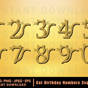 Cat Birthday Numbers Birthday SVG Ages Kitty Cut Files Party Kitten ...