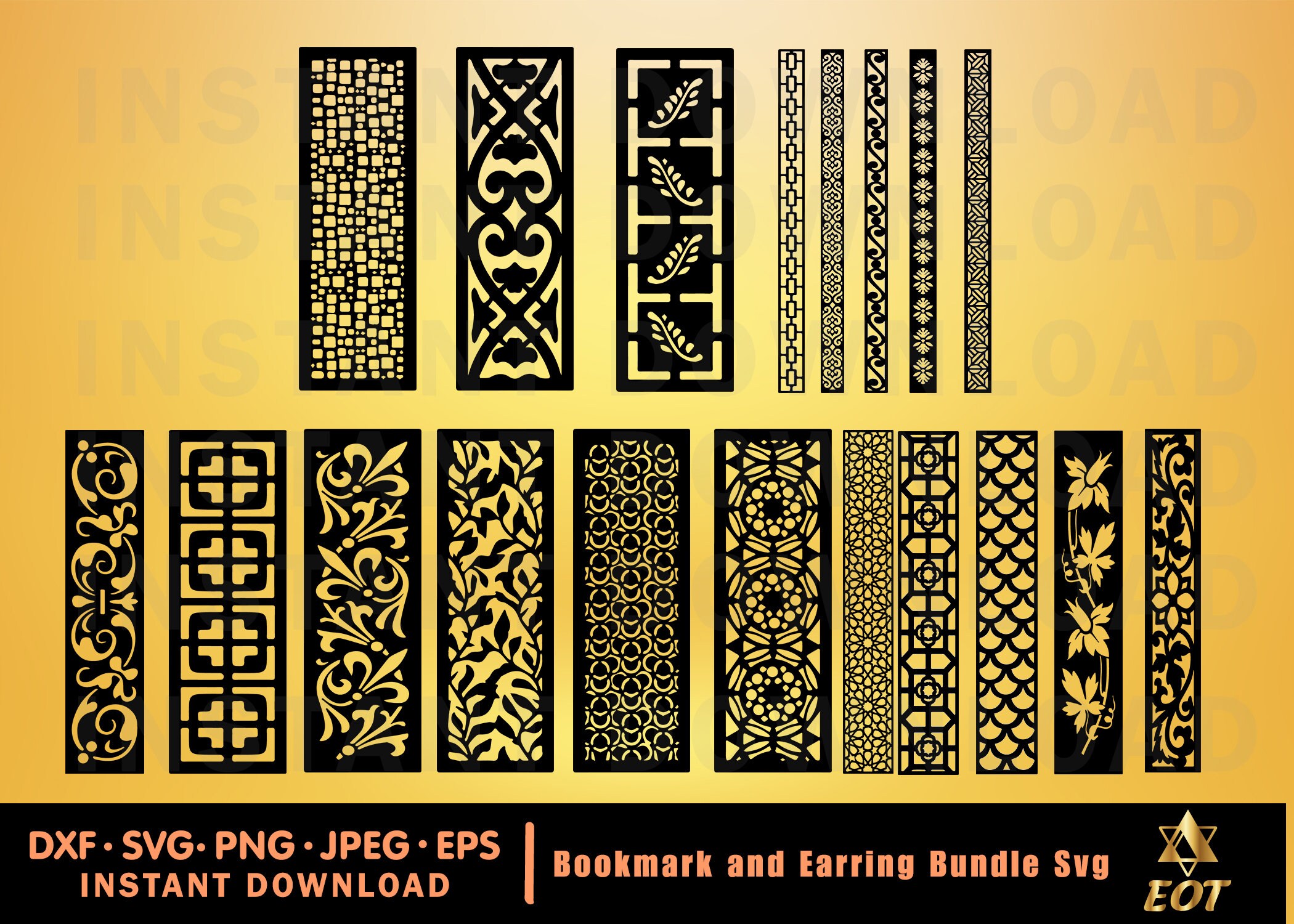 20 Files Bookmark Svg Panel Collection Bundle Fine Geometric - Etsy