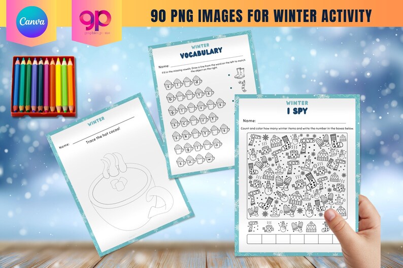 90 Winter Activity Pages for Kids | Editable in Canva Free - Etsy