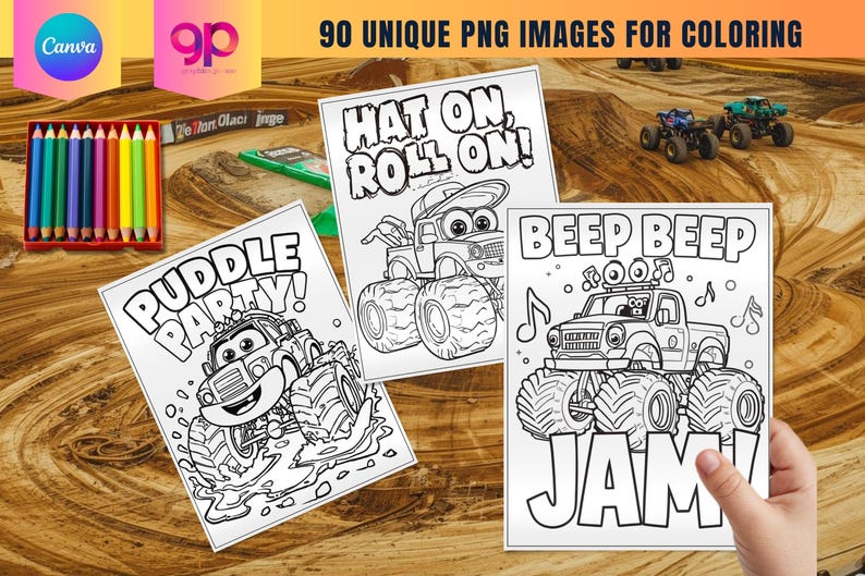 90 Monster Truck Ai Coloring Pages for Kids | Editable in Canva ...