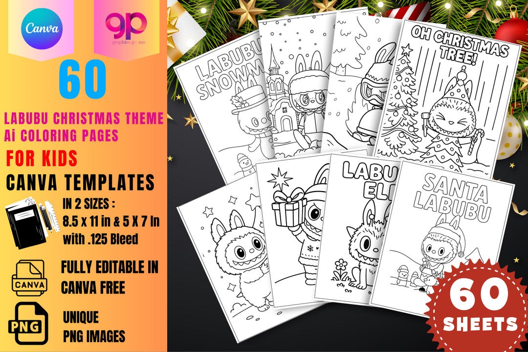60 Labubu Christmas Theme Ai Coloring Pages for Kids | Editable in ...