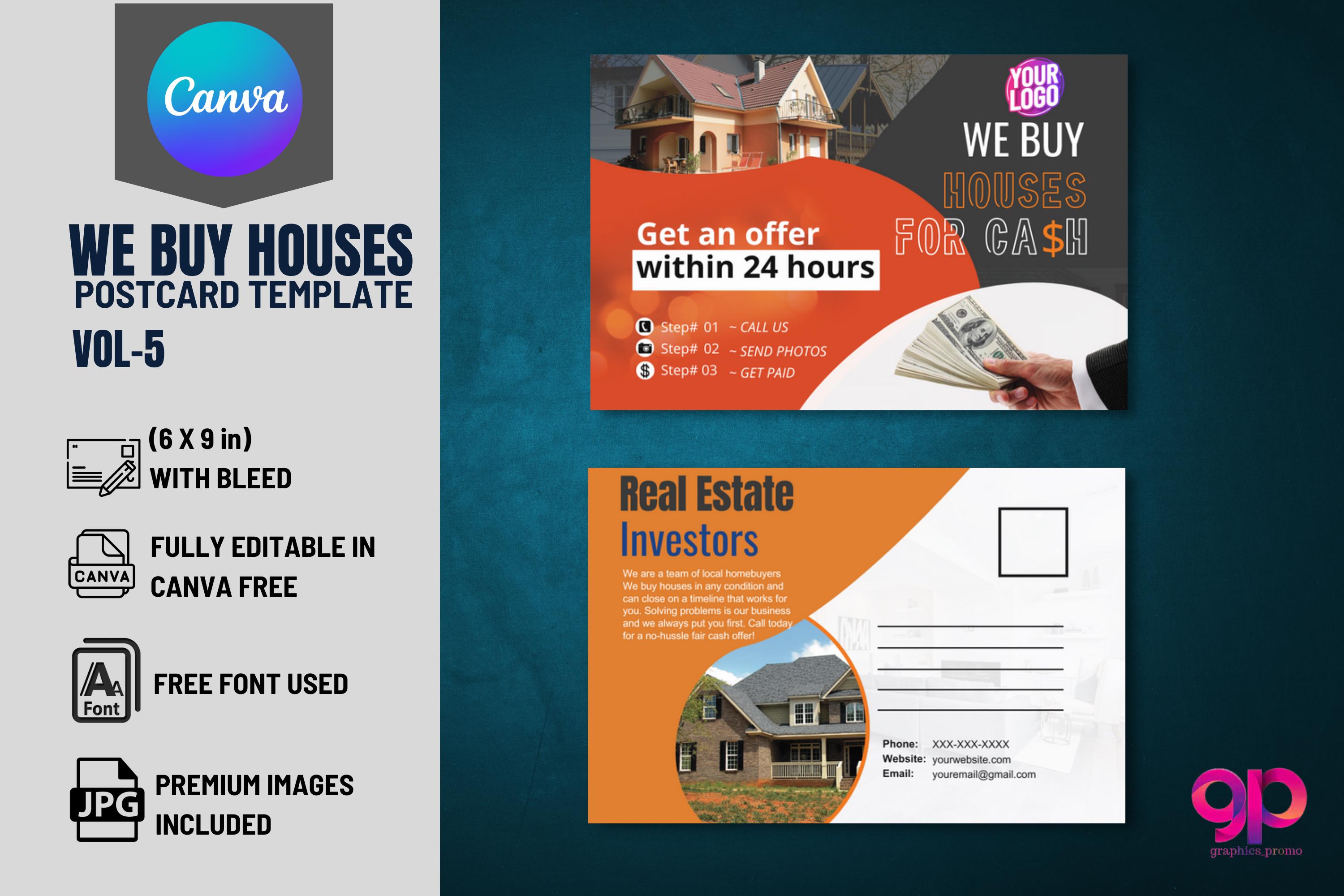 We Buy Houses Postcard Template: Real Estate Investor Marketing (canva ...