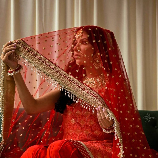 Bridal Red Dupatta - Etsy