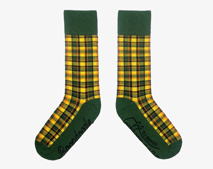 70's VW Bus Plaid Socks yellow Novelty Fun Vintage Van Campervan ...