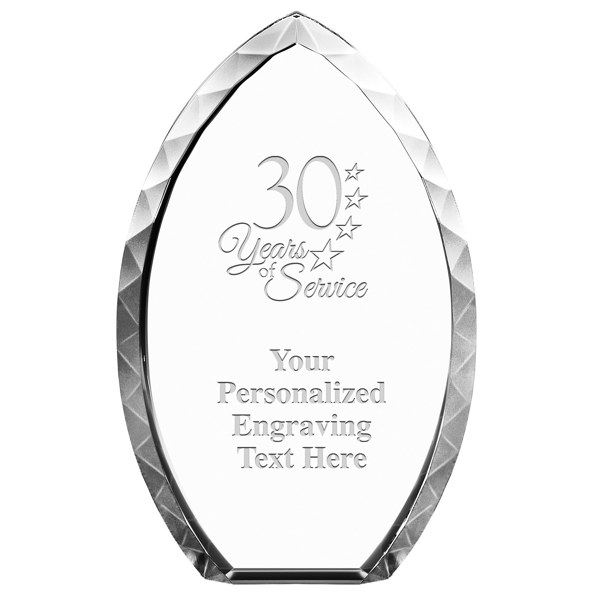 30 Years of Service Crystal Trophy, 5w X 8h Custom Engraved Crystal ...