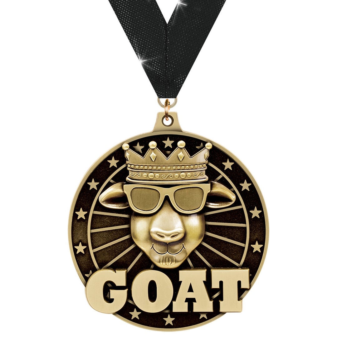 Goat Medal Trophy, Funny G.O.A.T. Gold Achievement Medal Award for MVP ...