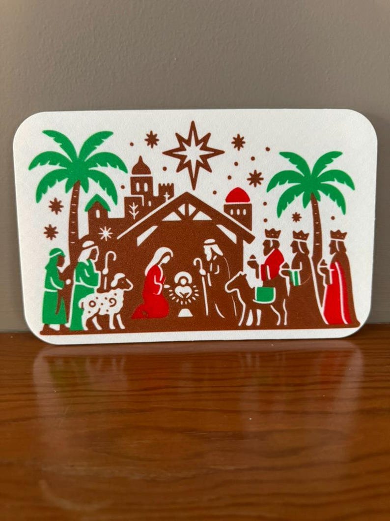 Nativity Wall Sign • 4-color 3D Printed Christmas Decor • Holy Family ...