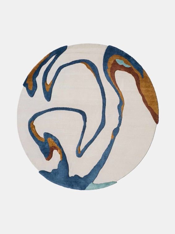 Luxury Floral Round Hand Tufted Rug,loop-cut Pile Rug,wool Round Rug ...