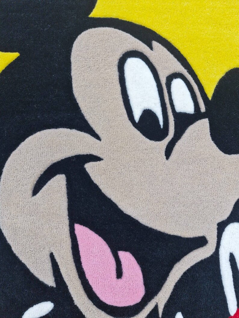 Mickey Mouse Multi Color Hand Tufted Carpet, Handmade Carpet,kids Round ...