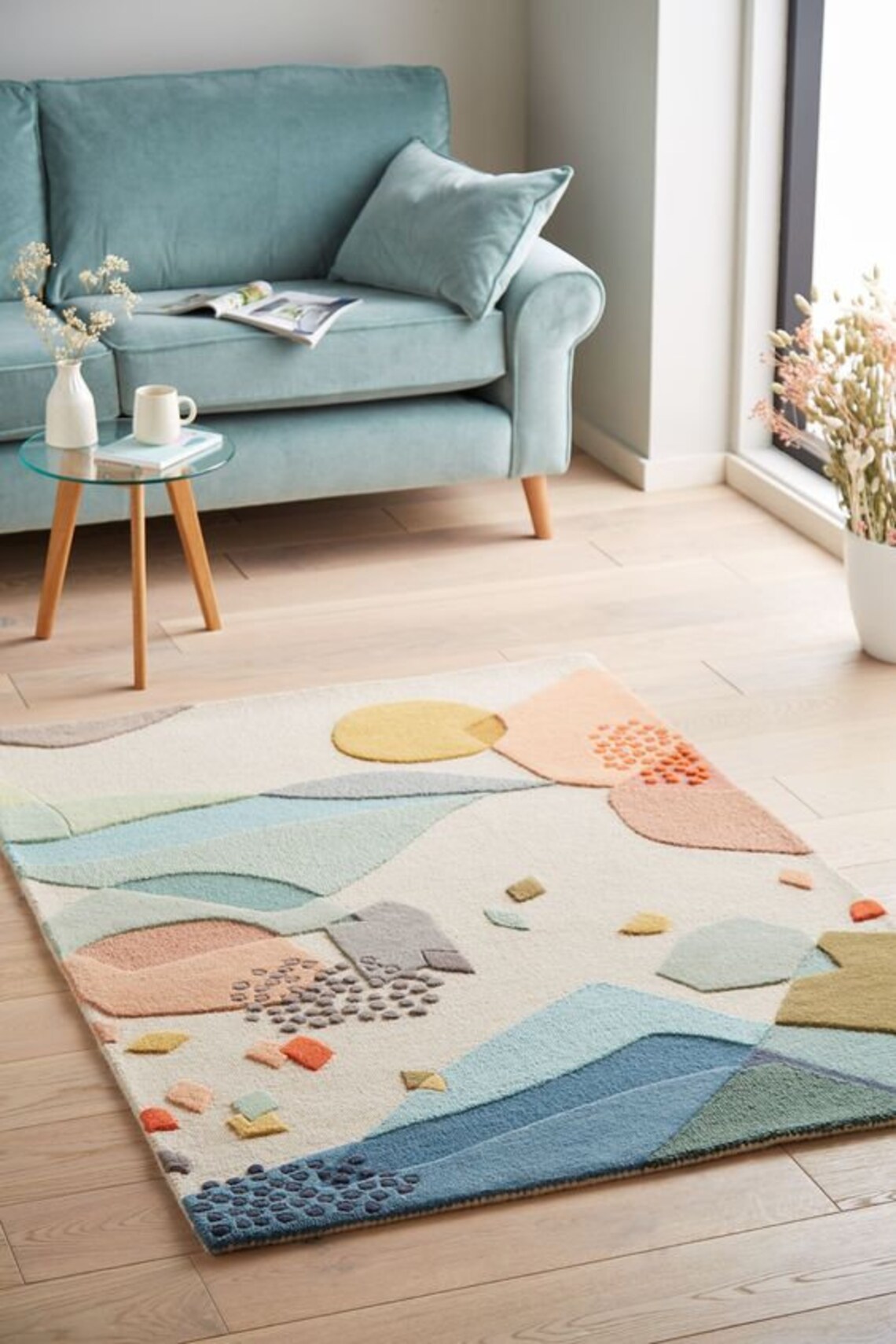 Luxury Abstract Multi Color Modern Hand Tufted Rug,abstract Print ...