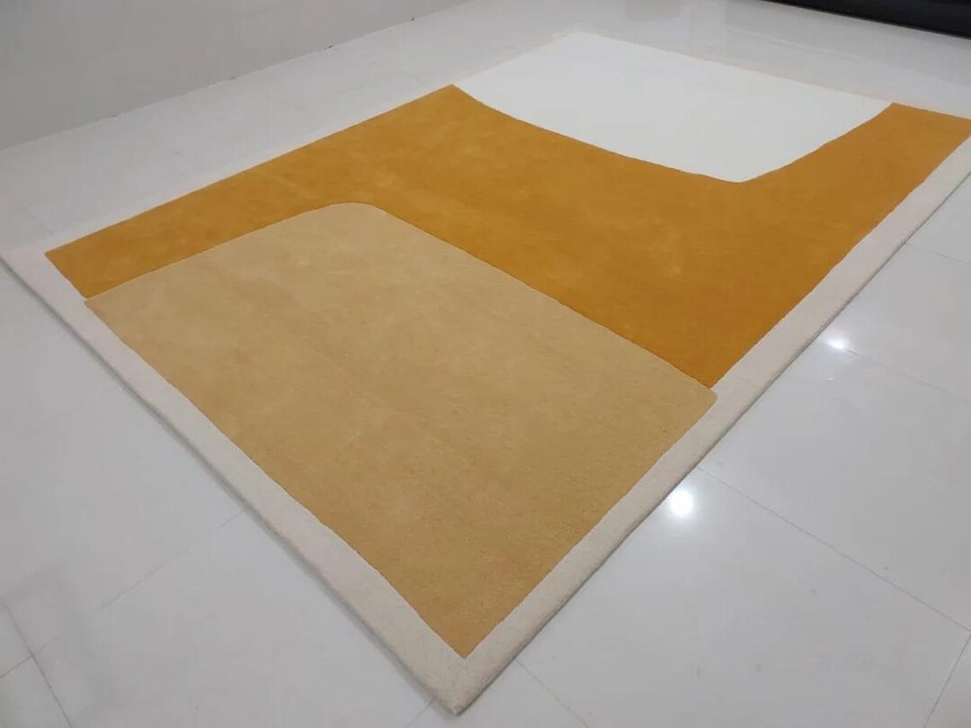Arches Cut-pile Mustard Color Rug, Wool Area Rug, Carpet for Home ...