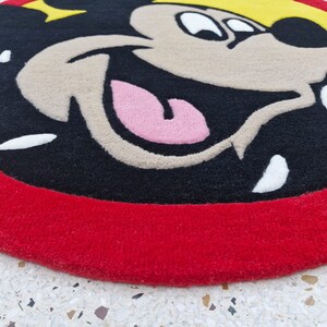 Mickey Mouse Multi Color Hand Tufted Carpet, Handmade Carpet,kids Round ...