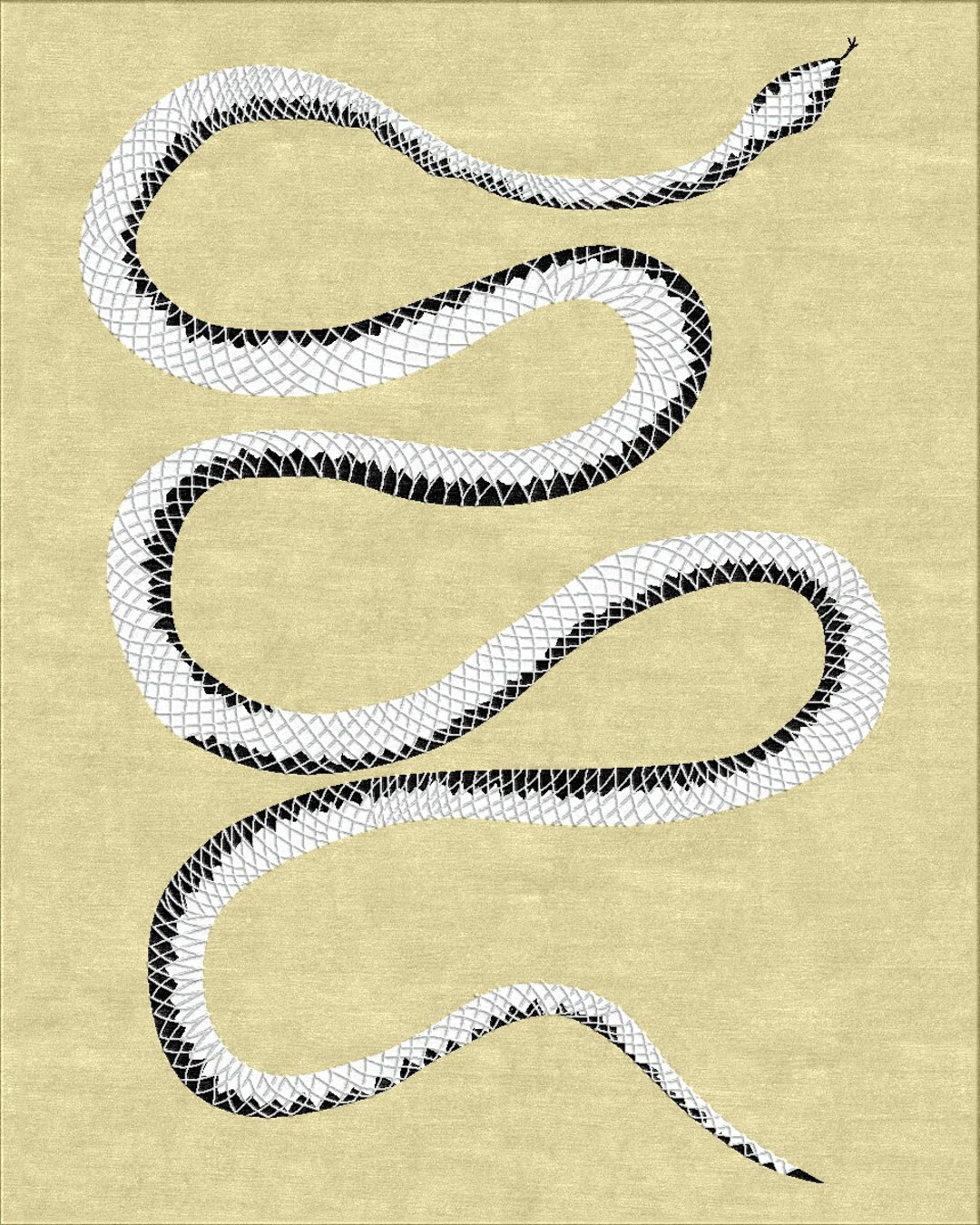 Black Snake Hand Tufted Rug, Modern Snake Print Rug, Anime Rug,vintage ...