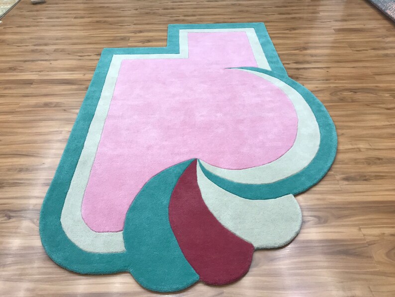 Modern Irregular Hand Tufted Rug,unique Rug,wool Cut Pile Rug,abstract ...