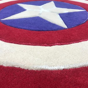Luxury Captain America Shield Shaped Round Hand Tufted Rug,wool Round ...
