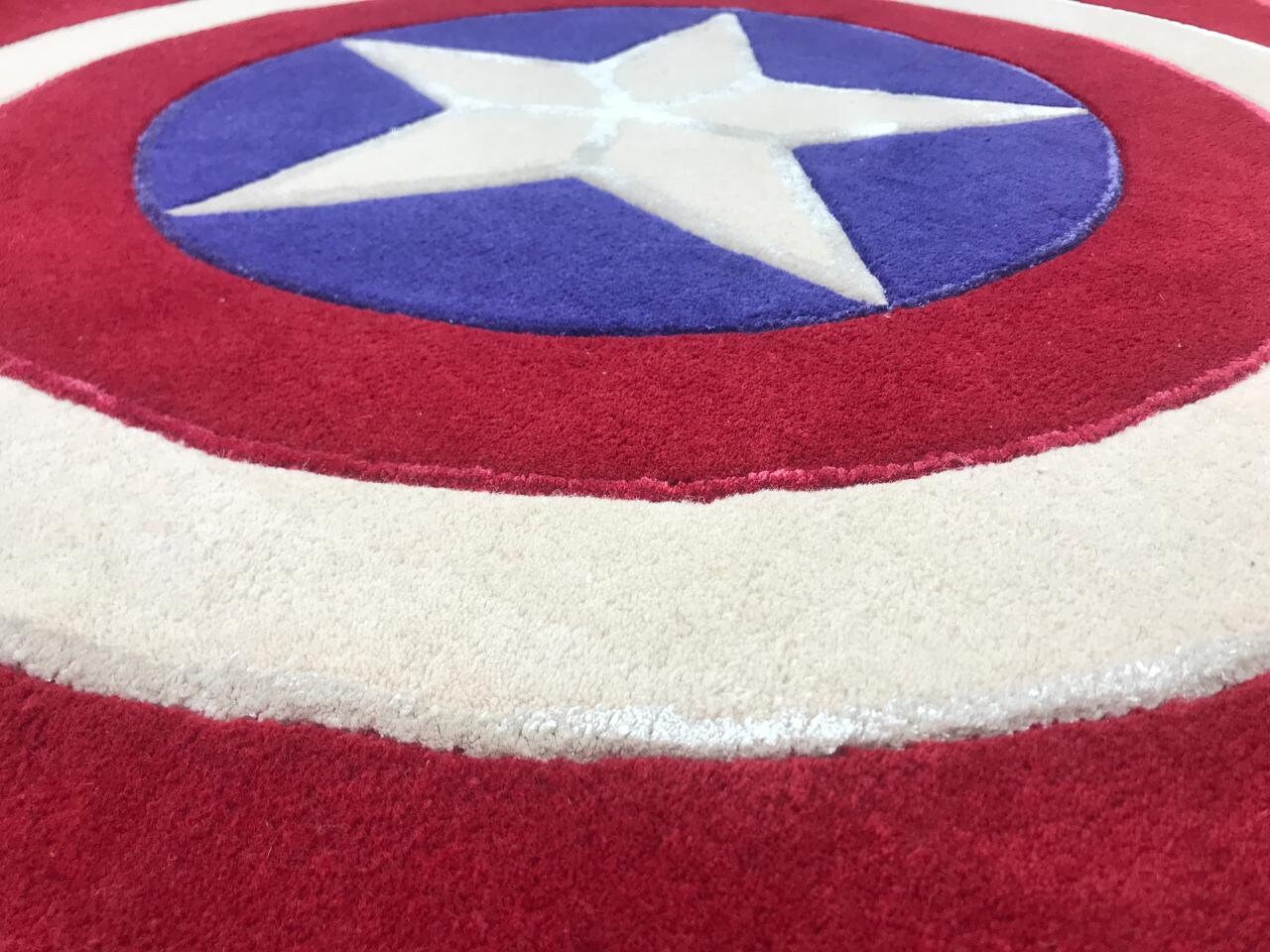 Luxury Captain America Shield Shaped Round Hand Tufted Rug,wool Round ...