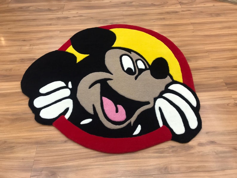 Mickey Mouse Multi Color Hand Tufted Carpet, Handmade Carpet,kids Round ...