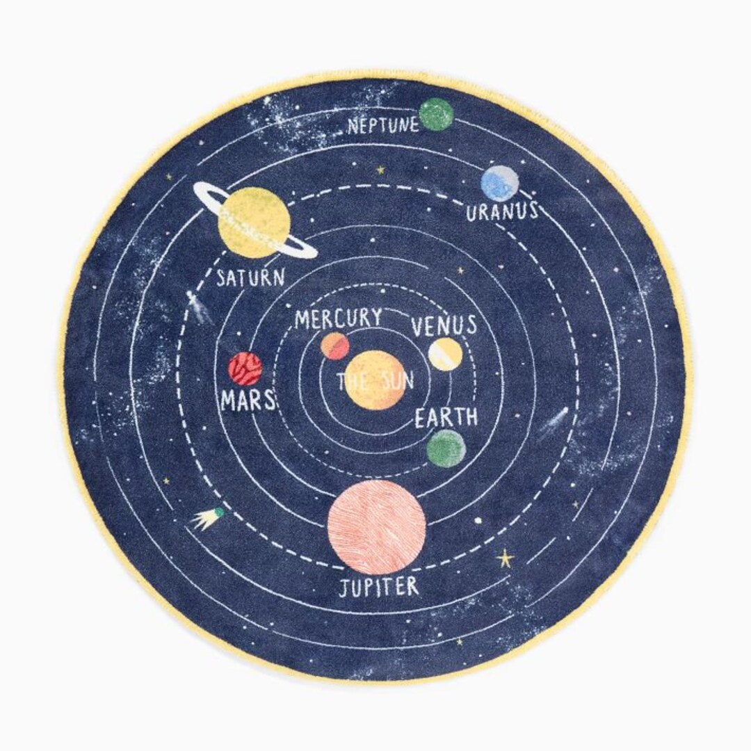 Solar System Round Rug Hand-tufted Red/red Color 100% Wool Area Rug for ...