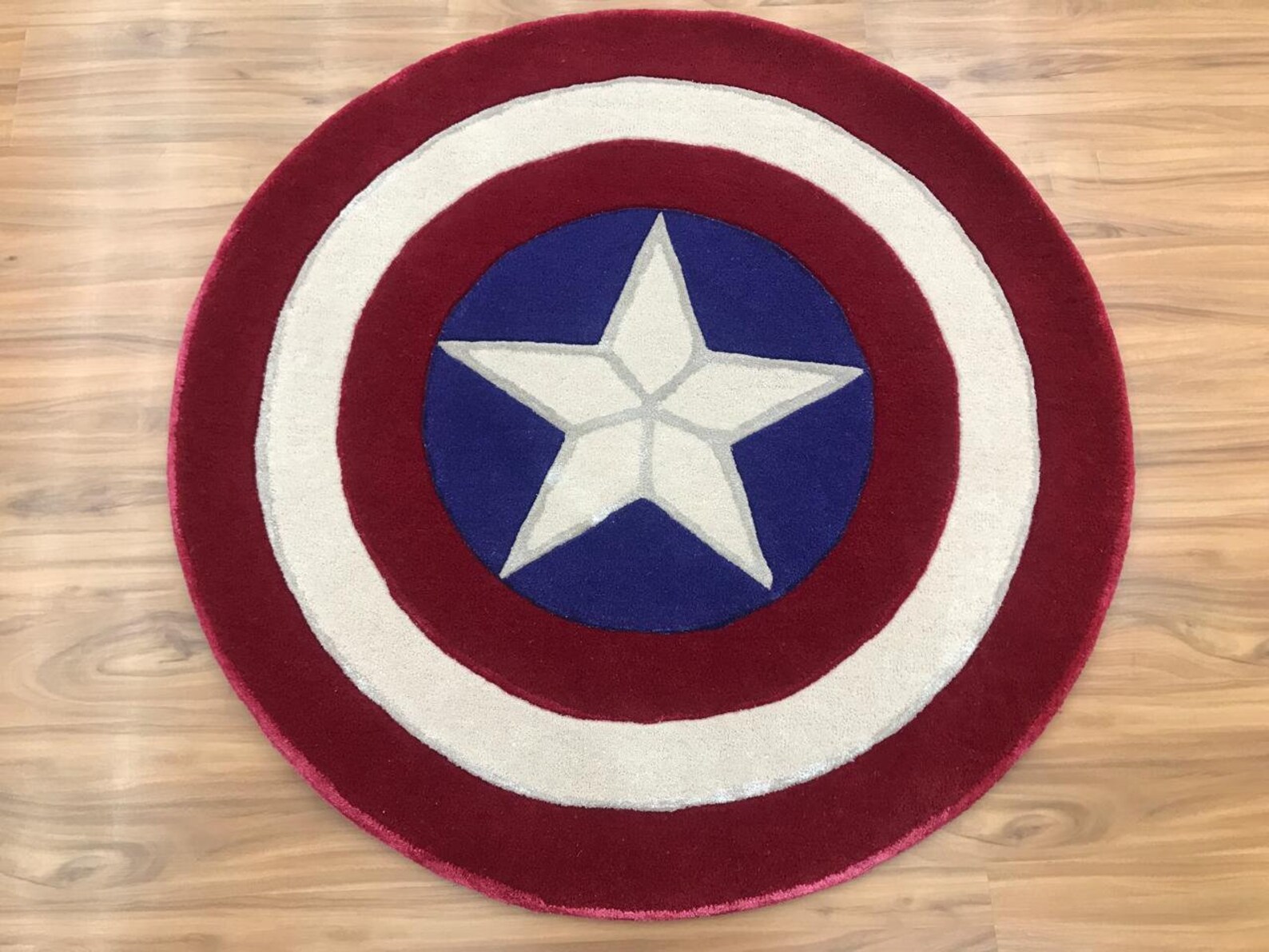 Luxury Captain America Shield Shaped Round Hand Tufted Rug,wool Round ...