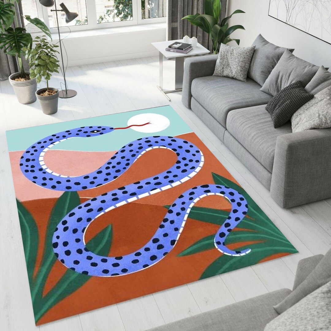 Blue Snake Hand Tufted Multi Color Rugs, Luxury Rug, Anime Rug, Teddy ...