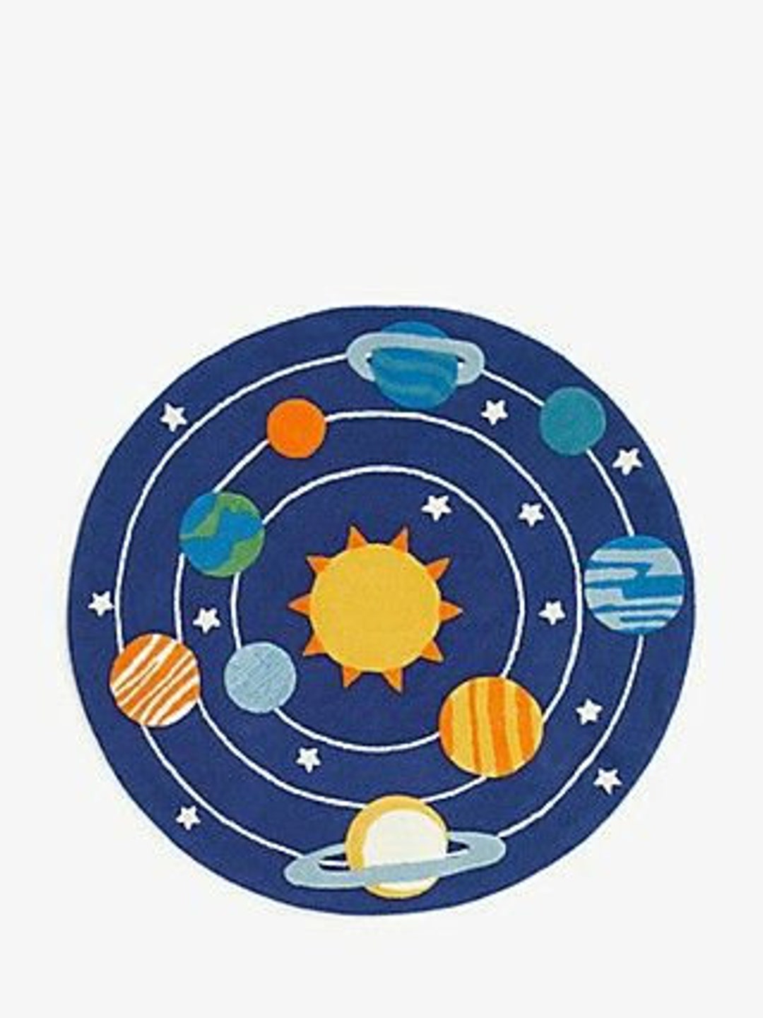 Our Solar System Round Rug Hand-tufted Cut Pile Red/red Color 100% Wool ...