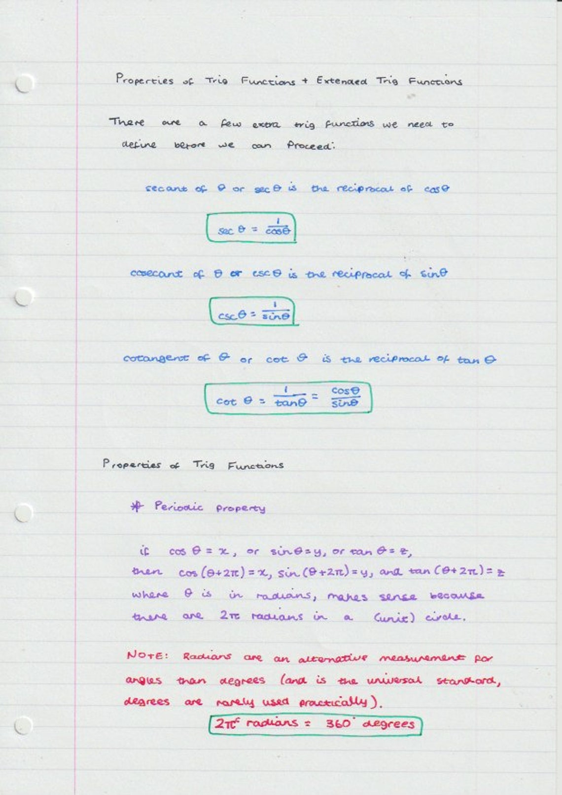 Calculus Notes: Precalculus and Trigonometry - Etsy