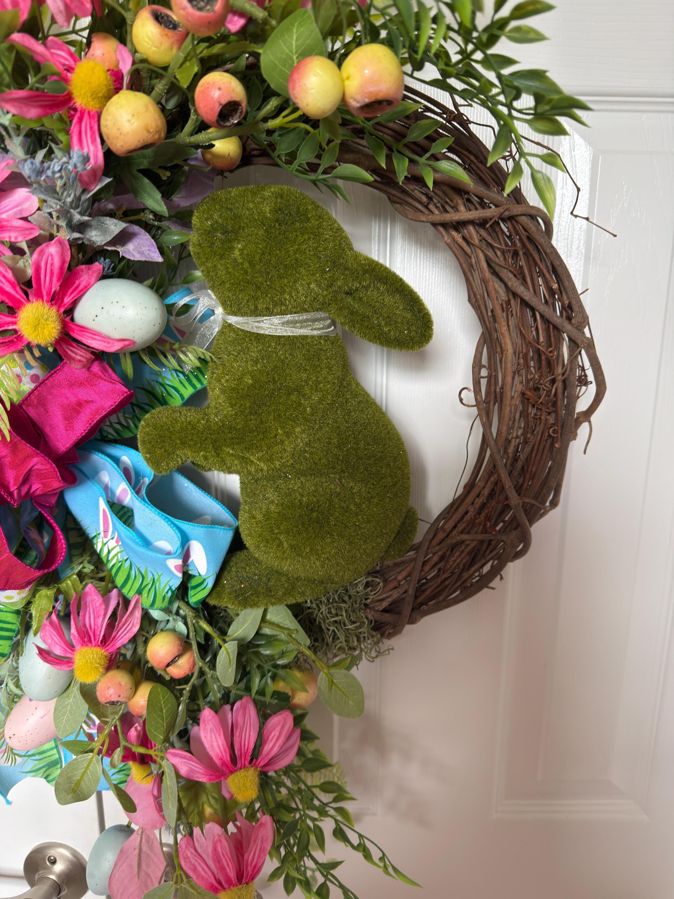 Easter Bunny Wreath Made With Easter Eggs, Berries, Coneflowers ...