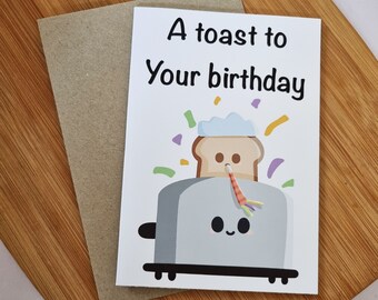 Printable Birthday Card / Here's a Toast to Your Birthday - Etsy