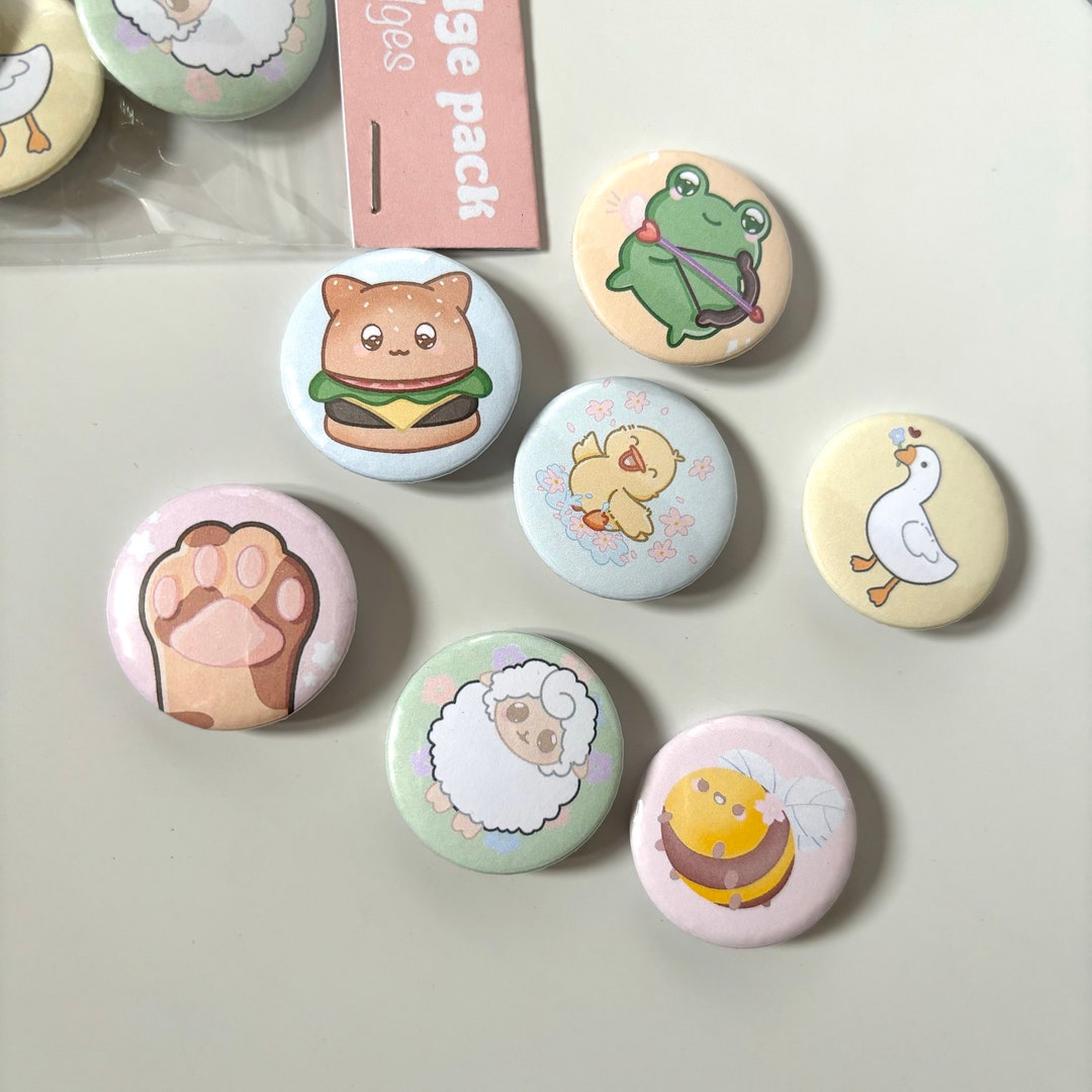 Kawaii Button Badge Pack | Kawaii,cute,aesthetic,summer,badge - Etsy