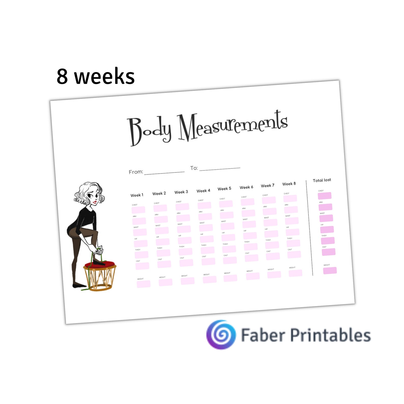 Marvelous Mrs. Maisel Body Measurement Tracker, US Letter Printable ...