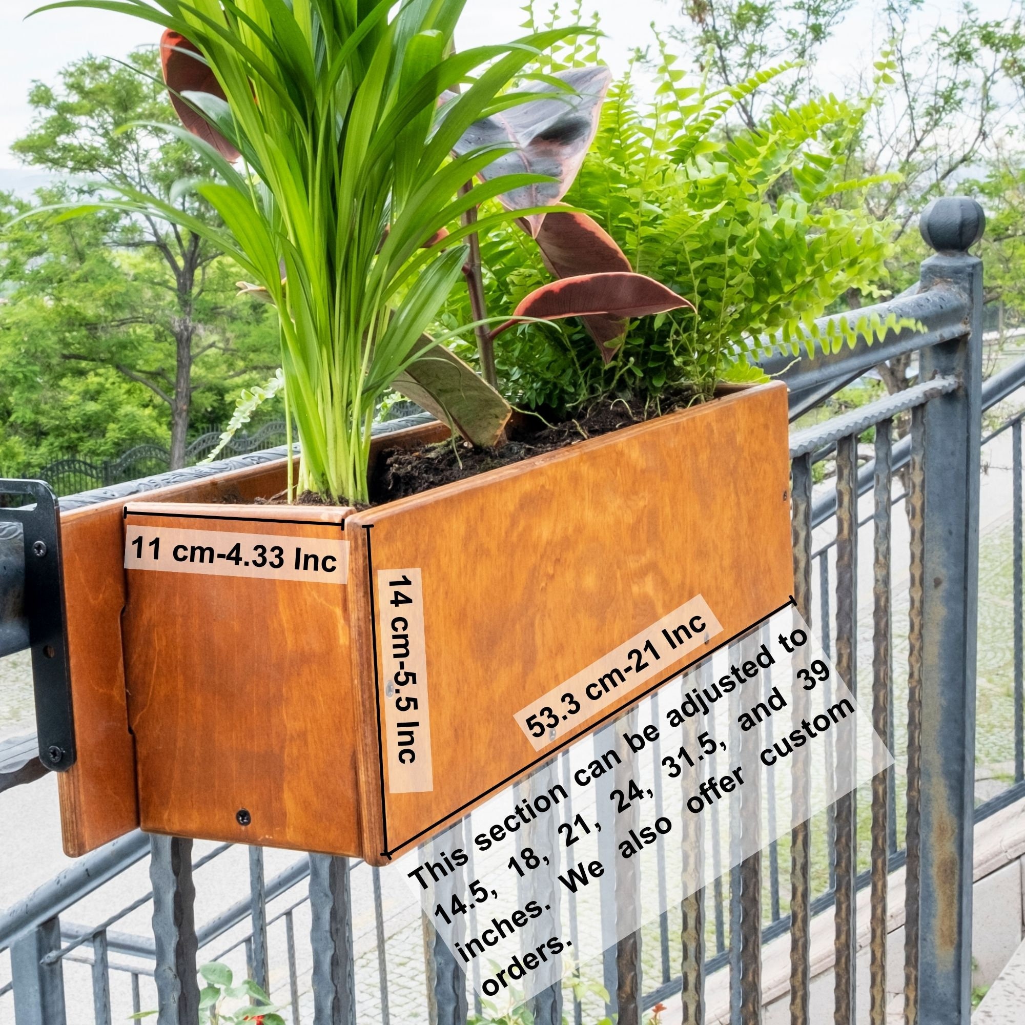 Balcony Railing Planter Box, Apartment Garden Hanging Rail Stand ...