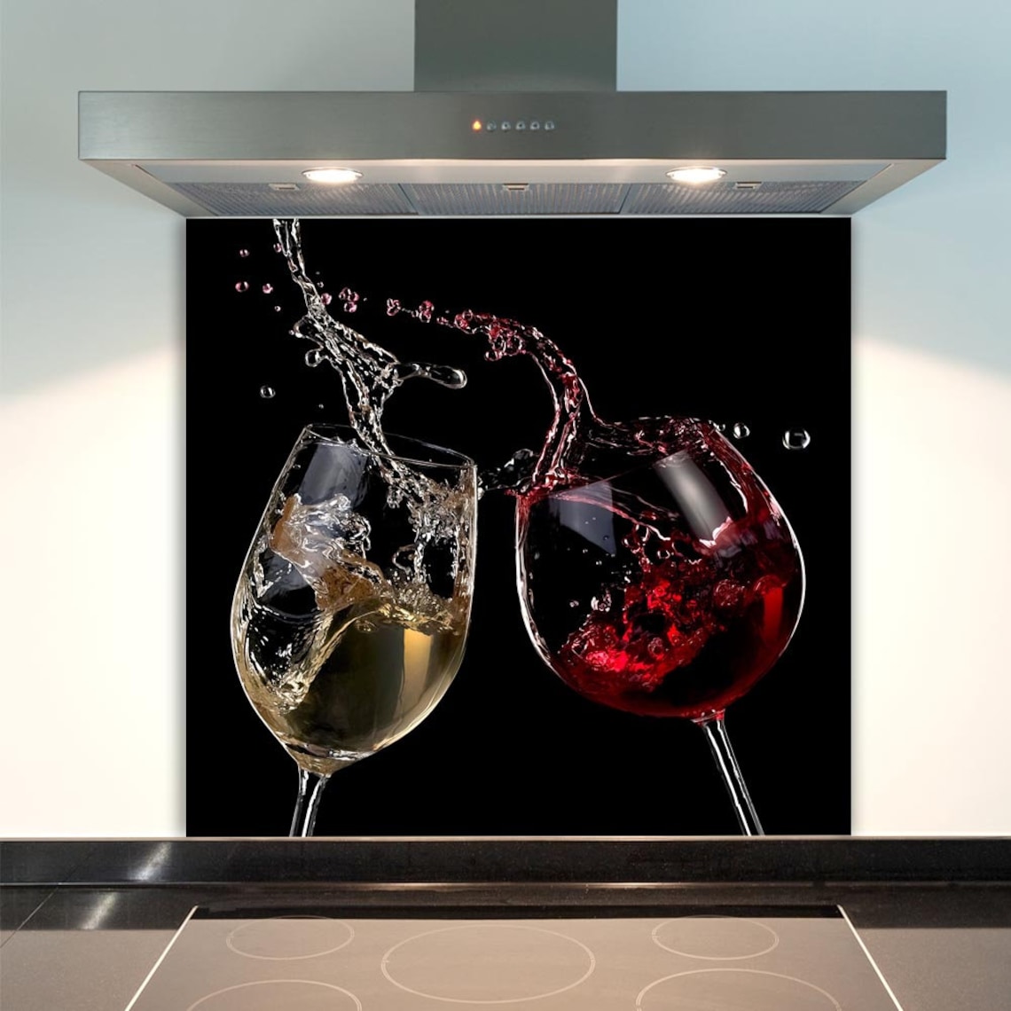Kitchen Glass Splashback Toughened Tile Cooker Panel Any Size Two Wine ...