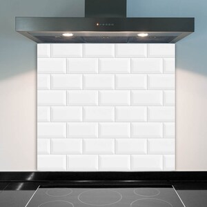 Kitchen Glass Splashback Toughened Tile Cooker Panel Any Size White ...