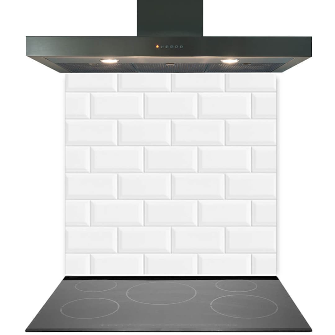 Kitchen Glass Splashback Toughened Tile Cooker Panel Any Size White ...