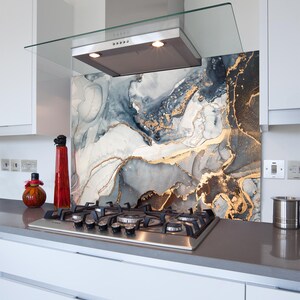 Kitchen Glass Splashback Toughened and Heat Resistant Tile Cooker Panel ...