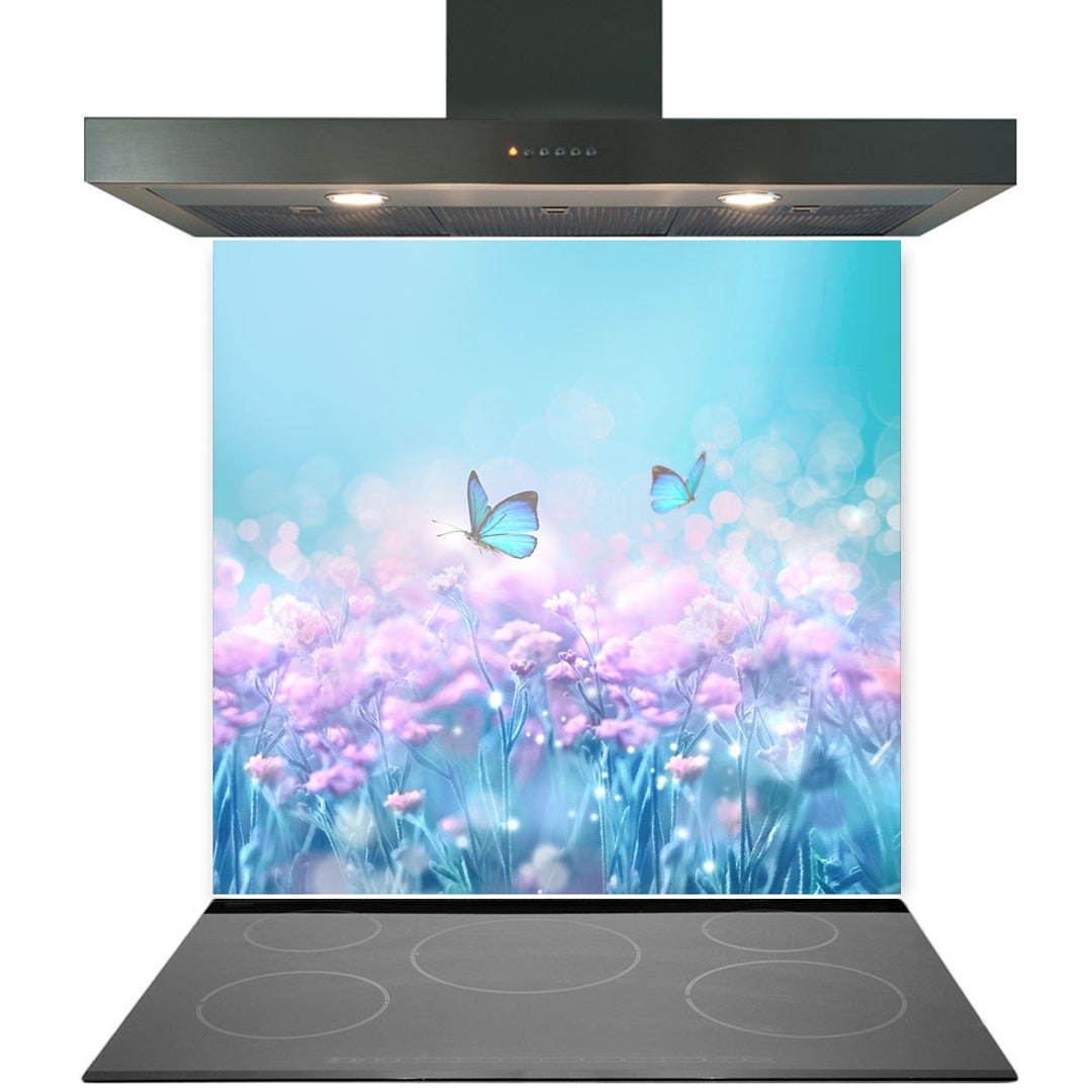 Kitchen Glass Splashback Toughened Tile Cooker Panel Any Size Butterfly ...