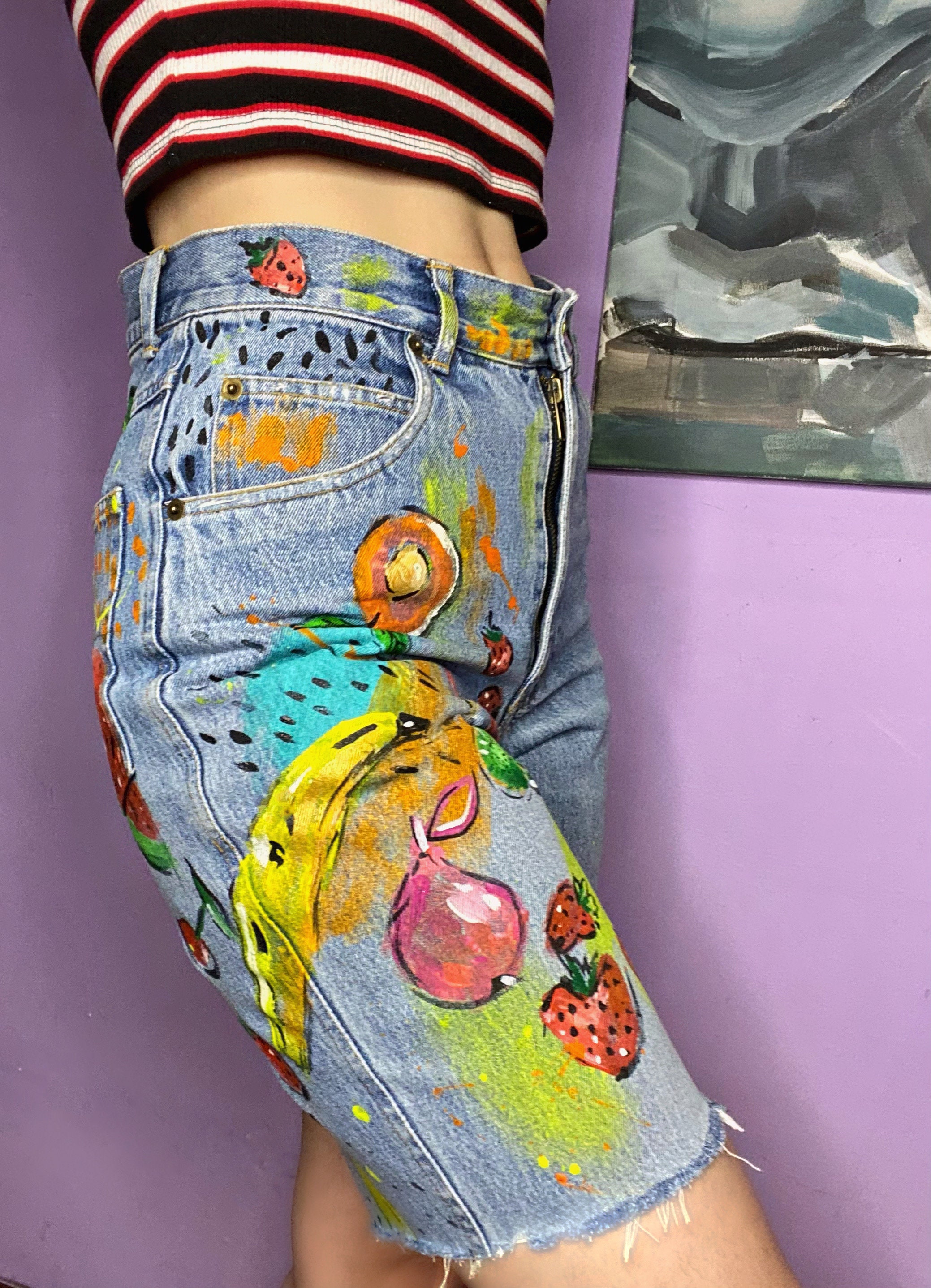 Hand-painted Jeans Shorts, Personalised Clothing, Hand Made - Etsy